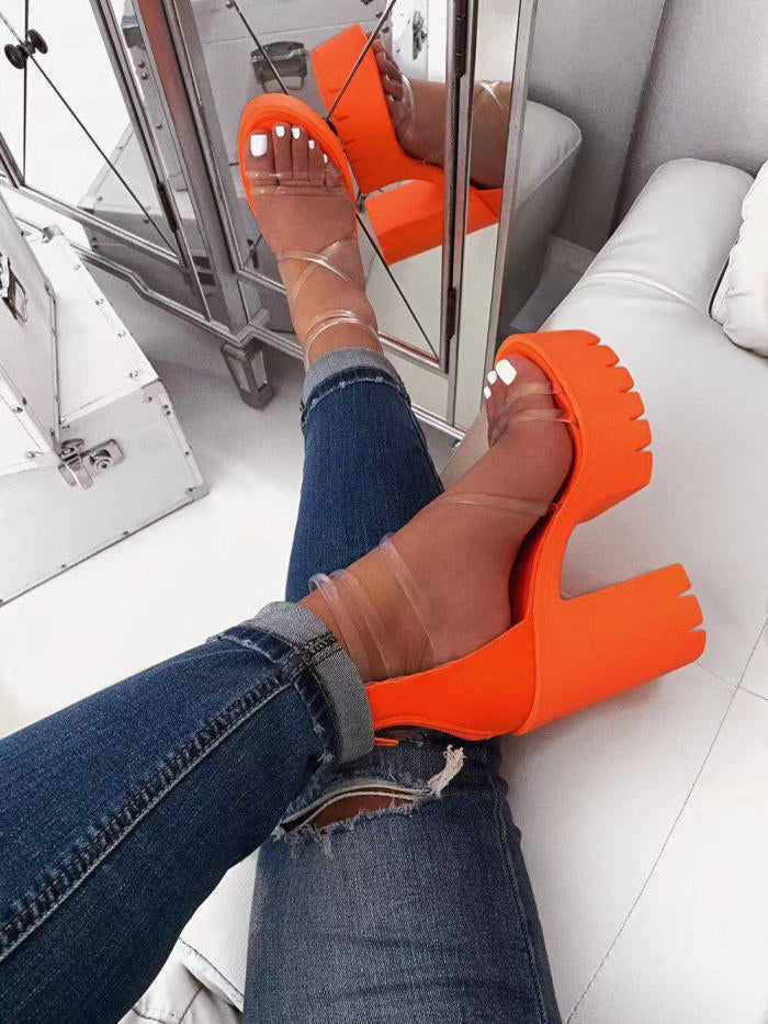 Platform Perspex Chunky Heels – Outfit Made